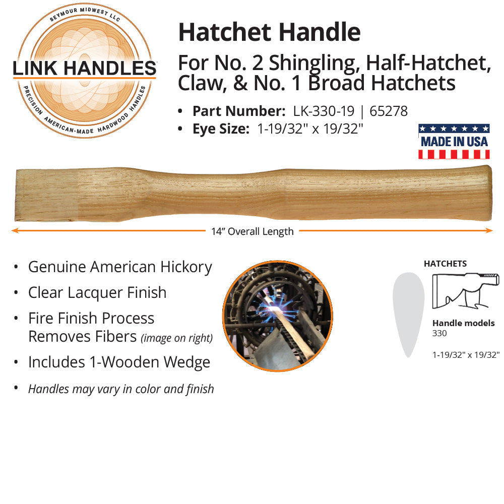 Link Handles 14" hatchet Handle, for No. 2 shingling, half-hatchet ...