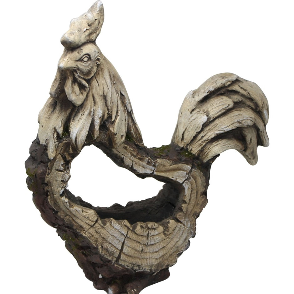 STONE ROOSTER PLANTER WITH WOODEN CARVED FINISH - Serving WA, ID, NY ...